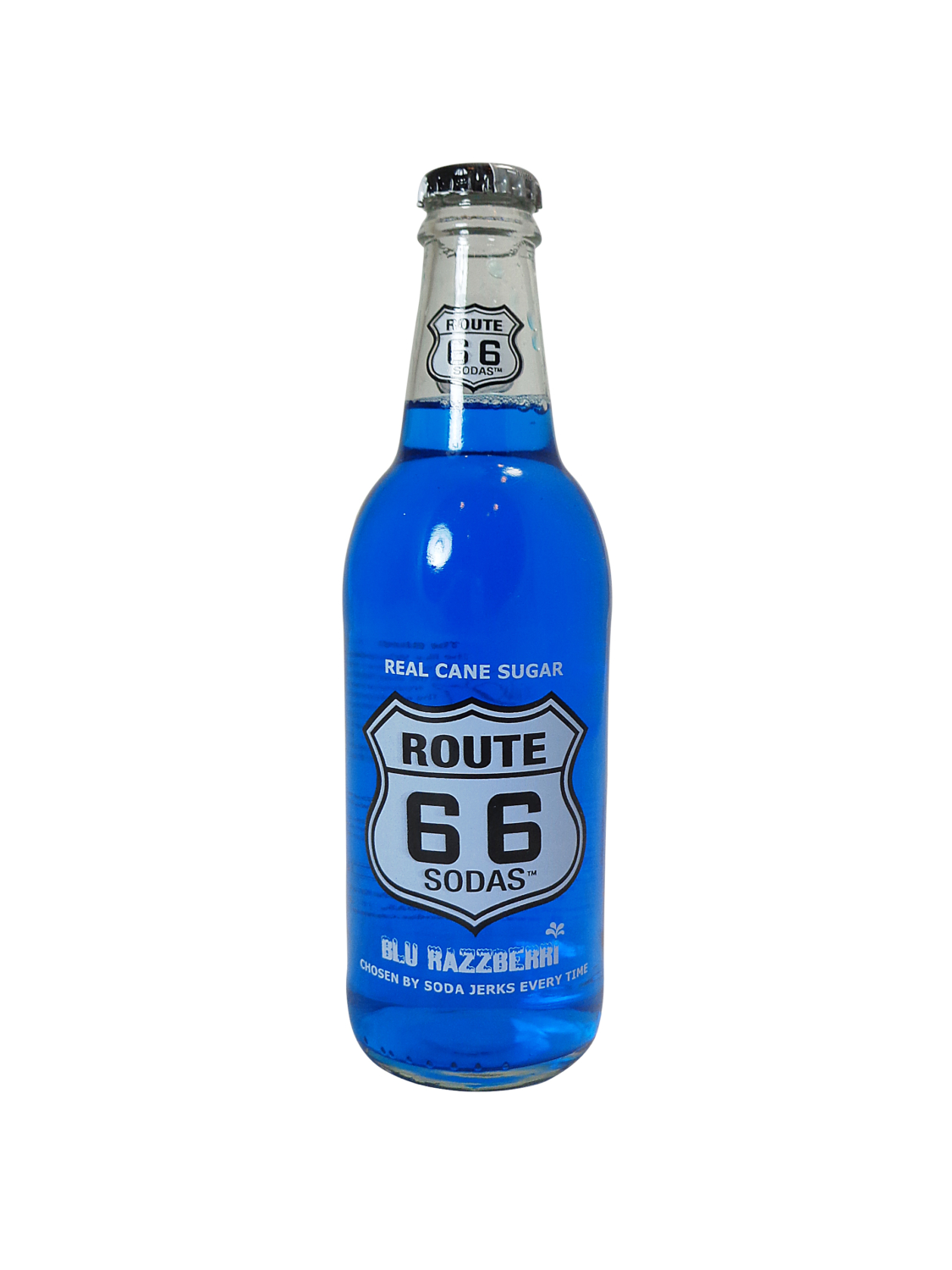 FRESH 12oz Route 66 Blue Raspberry soda - Soda Emporium